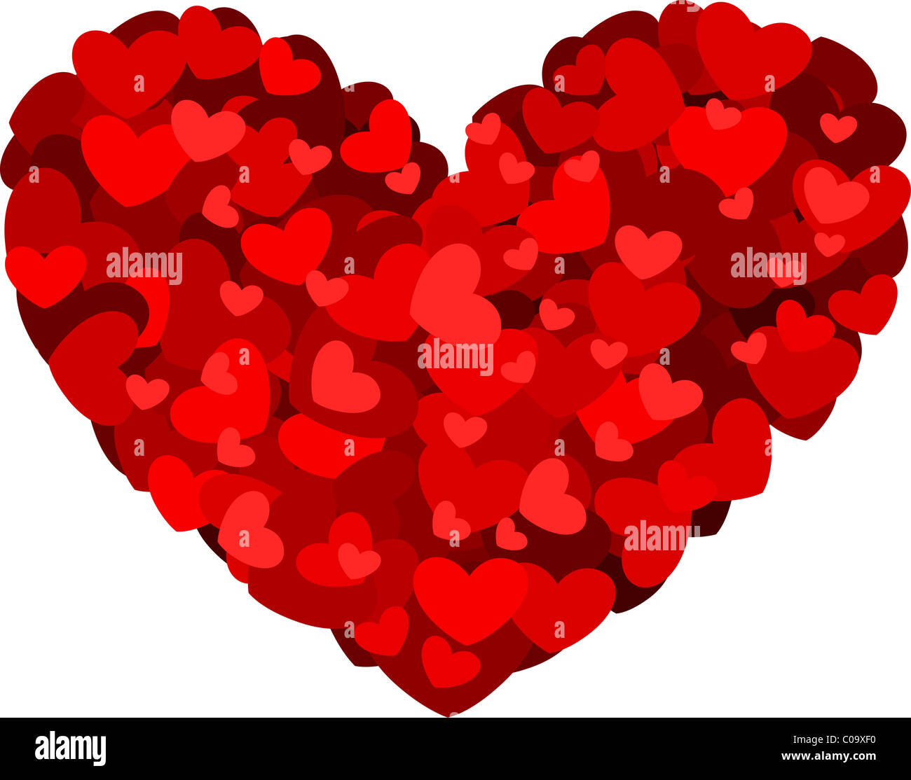 Illustration of Overlapping Heart Cutouts Forming the Shape of a Heart ...