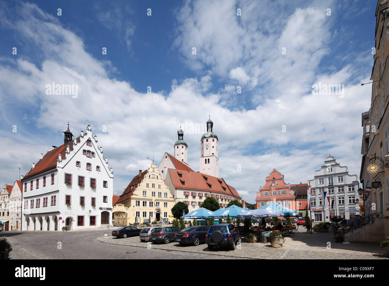 Marketplace, Wemding, Noerdlinger Ries region, Schwaben, Bavaria ...