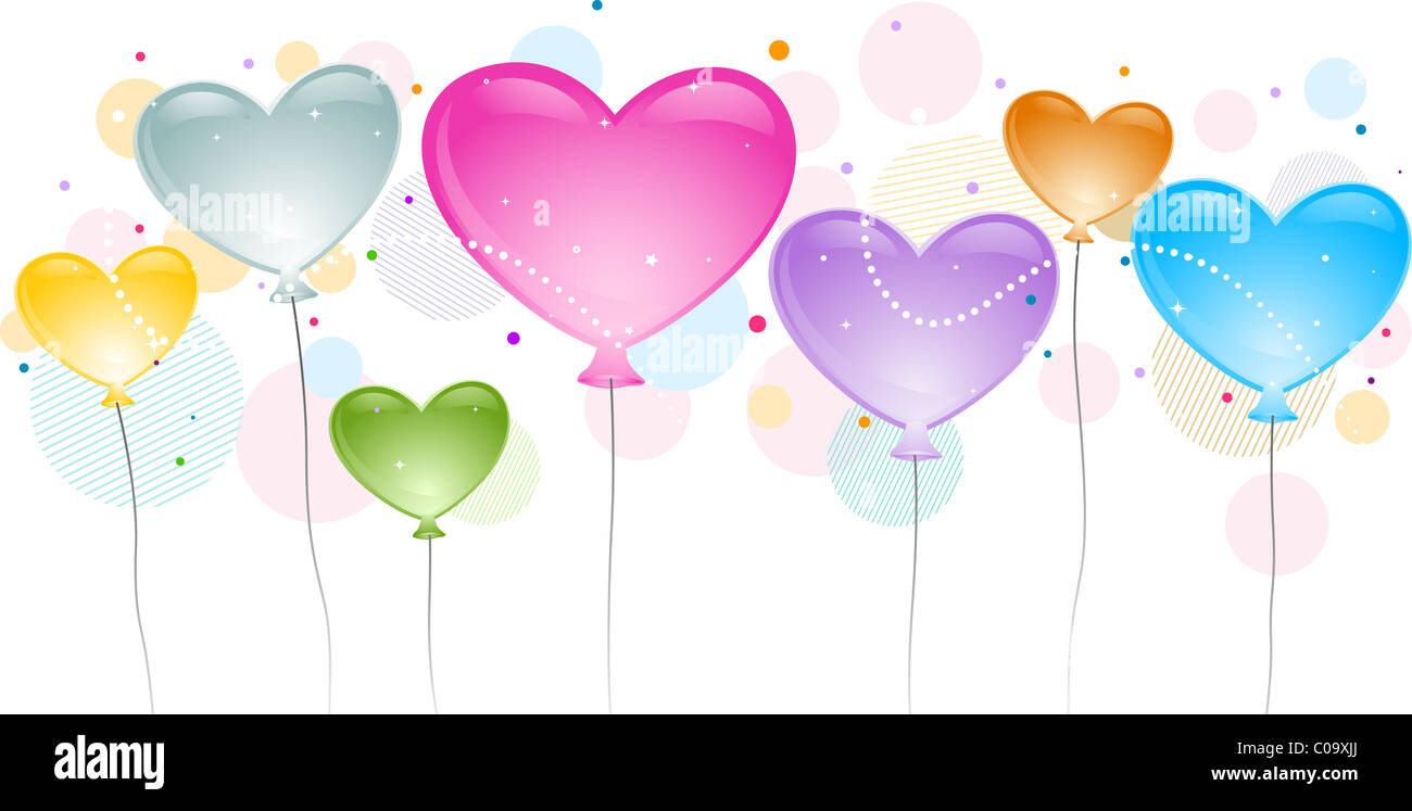 Illustration of Heart-shaped Balloons in Different Colors Stock Photo ...