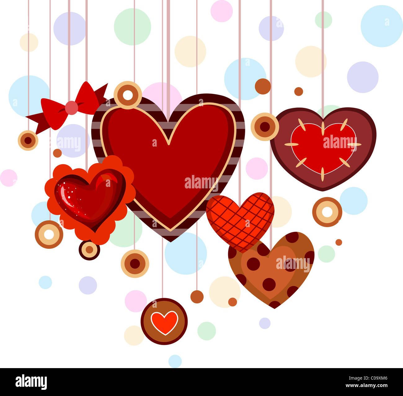 Illustration of Hearts with Different Sizes and Designs Stock Photo - Alamy