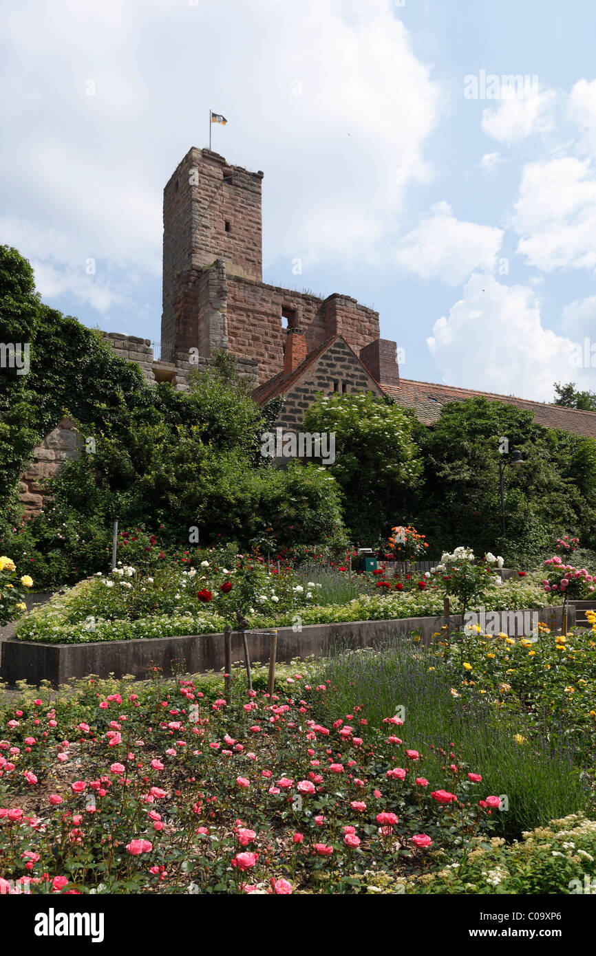 Castle and rose garden, Hilpoltstein, Middle Franconia, Franconia ...