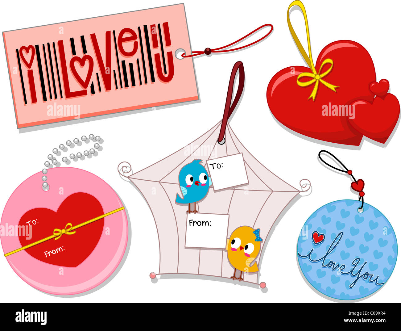 Illustration of Different Tags with a Valentine Theme Stock Photo - Alamy