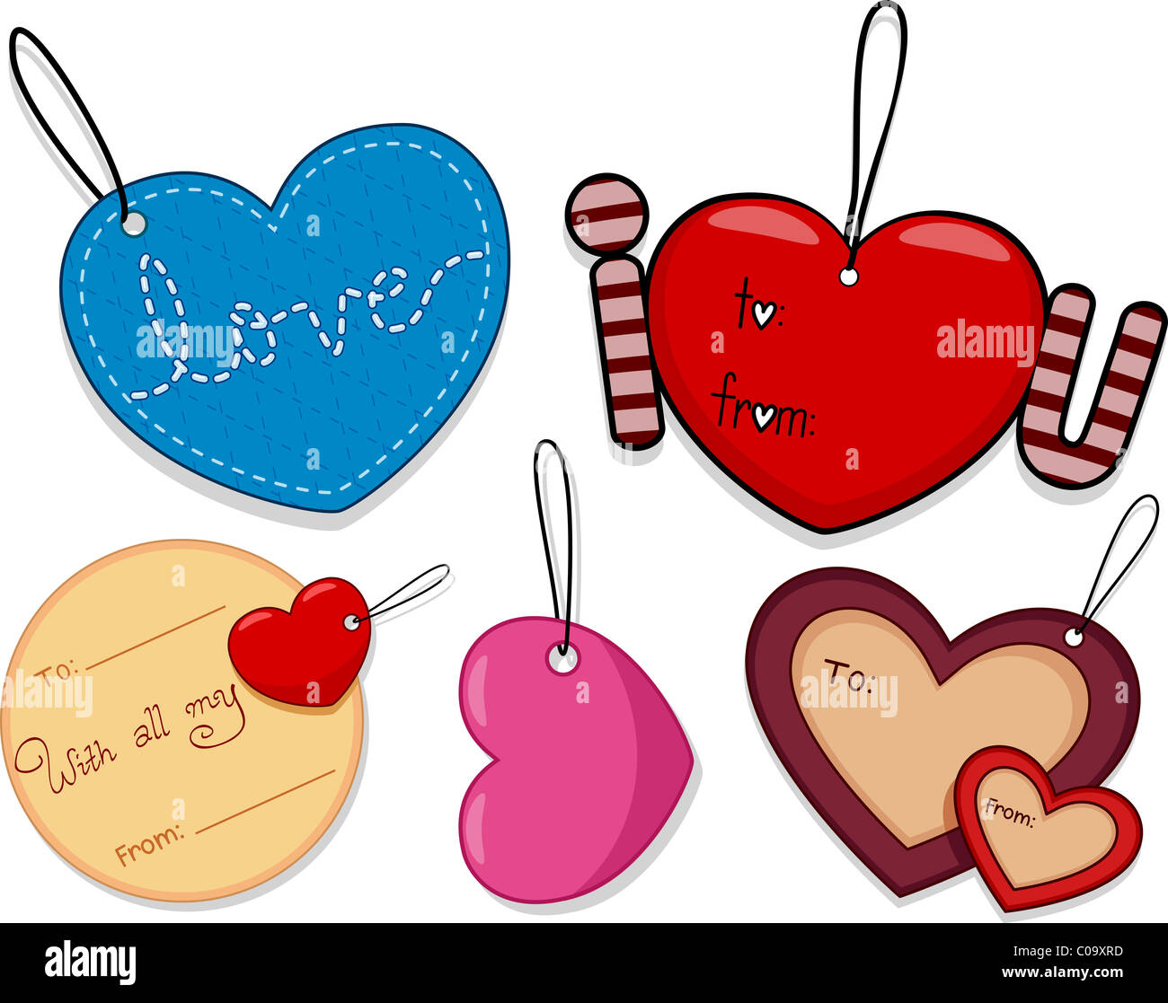 Illustration of Different Tags with a Valentine Theme Stock Photo - Alamy