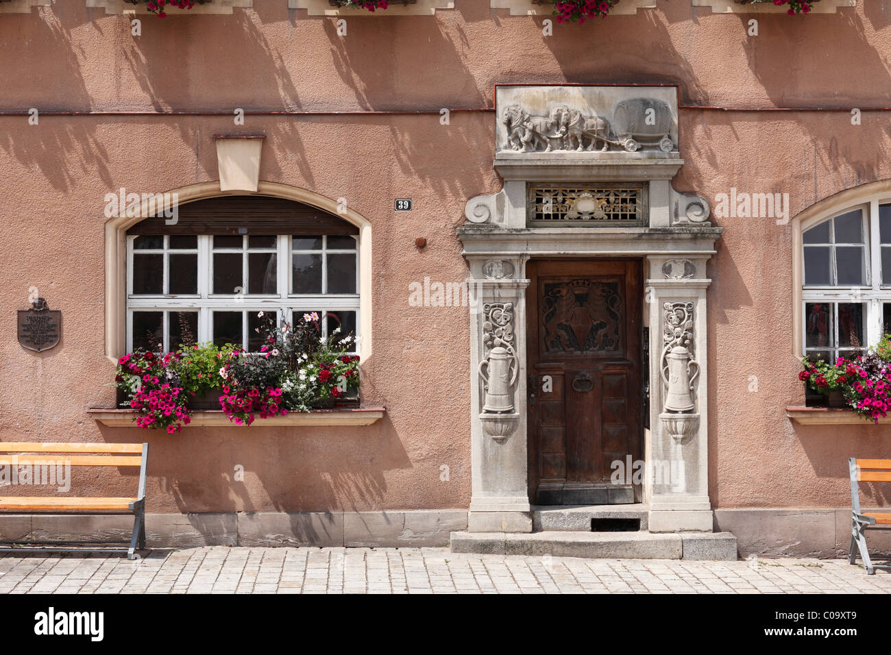 Facade of Stadtbraeustueberl restaurant, Roth, Middle Franconia ...
