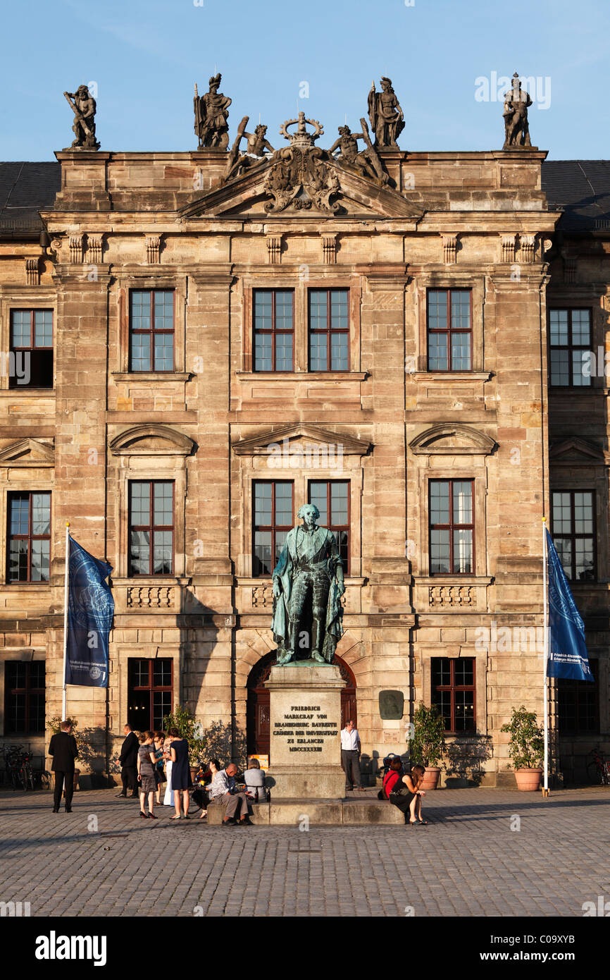 Castle and memorial to margrave, Schlossplatz Square, Erlangen, Middle ...
