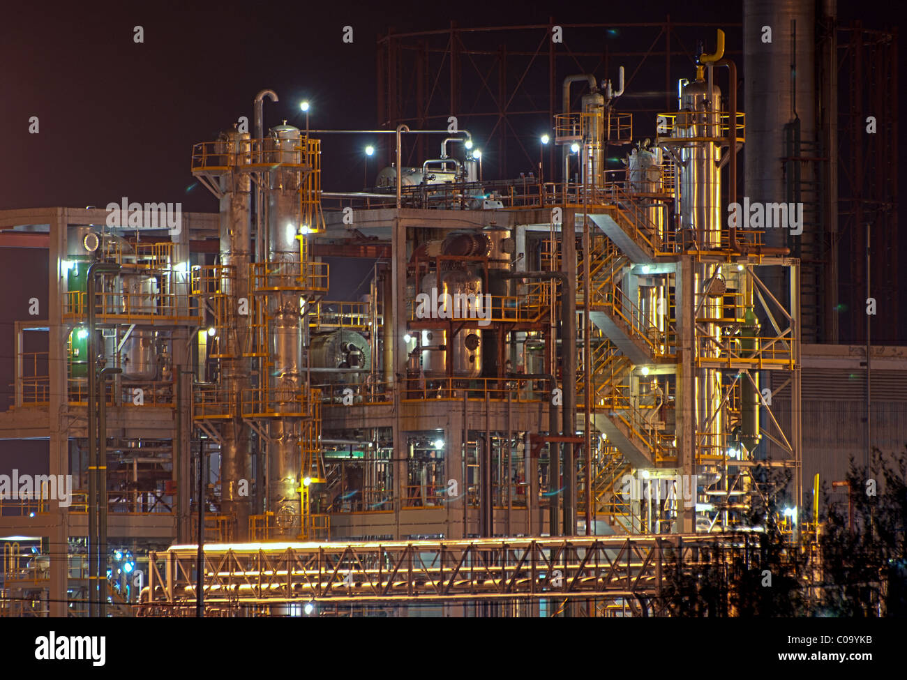 Night view of a industrial park Stock Photo - Alamy