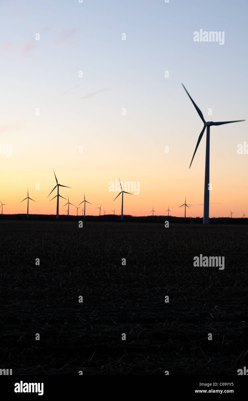 Shelbourne wind farm turbines at sunset Stock Photo - Alamy