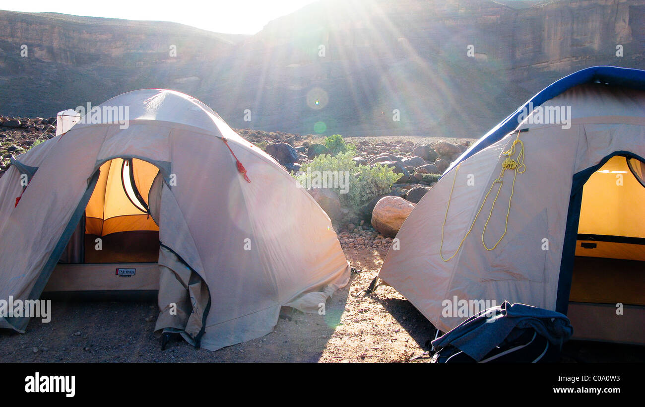 Packing up camp on trek in the Jebel Sahro region, Morocco Stock Photo ...