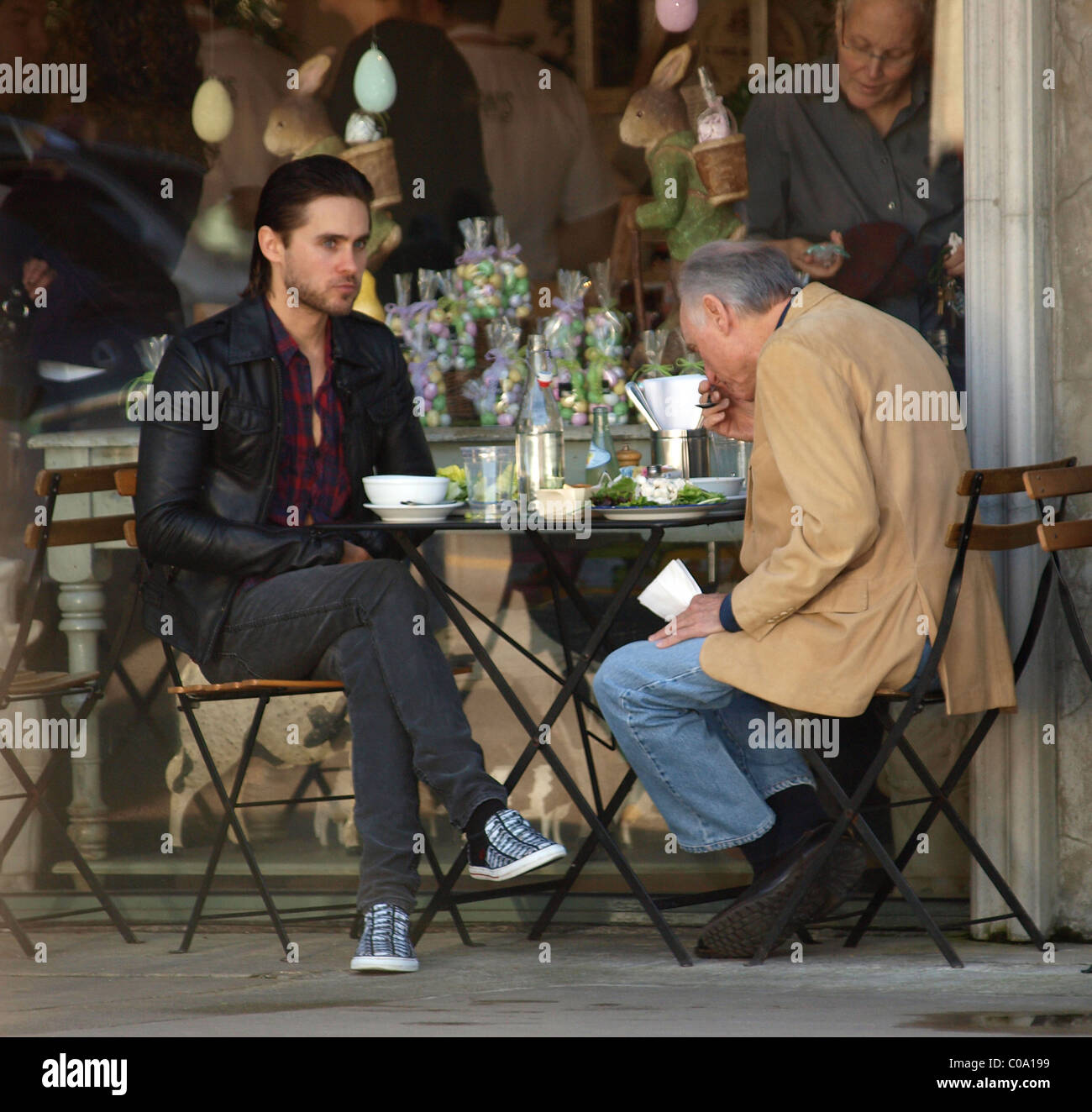 Jared Leto enjoying lunch with a friend at Joan’s on Third Los Angeles ...