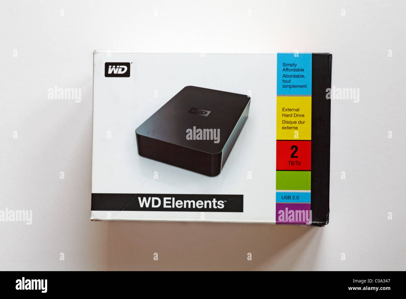 new boxed WD Elements external hard drive isolated on white background ...