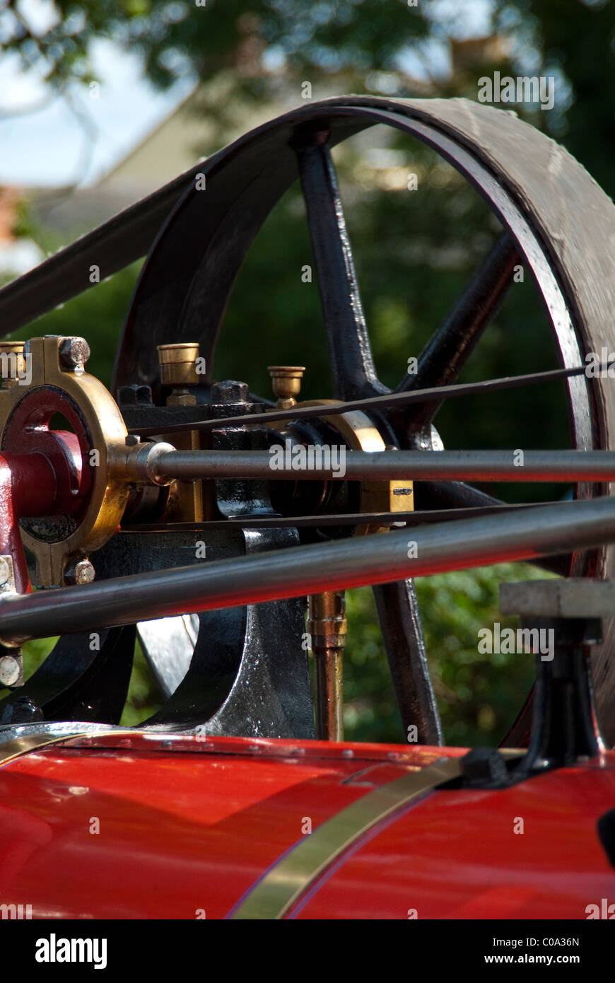 Pulleys, pistons and belts on vintage steam traction engine Stock Photo ...