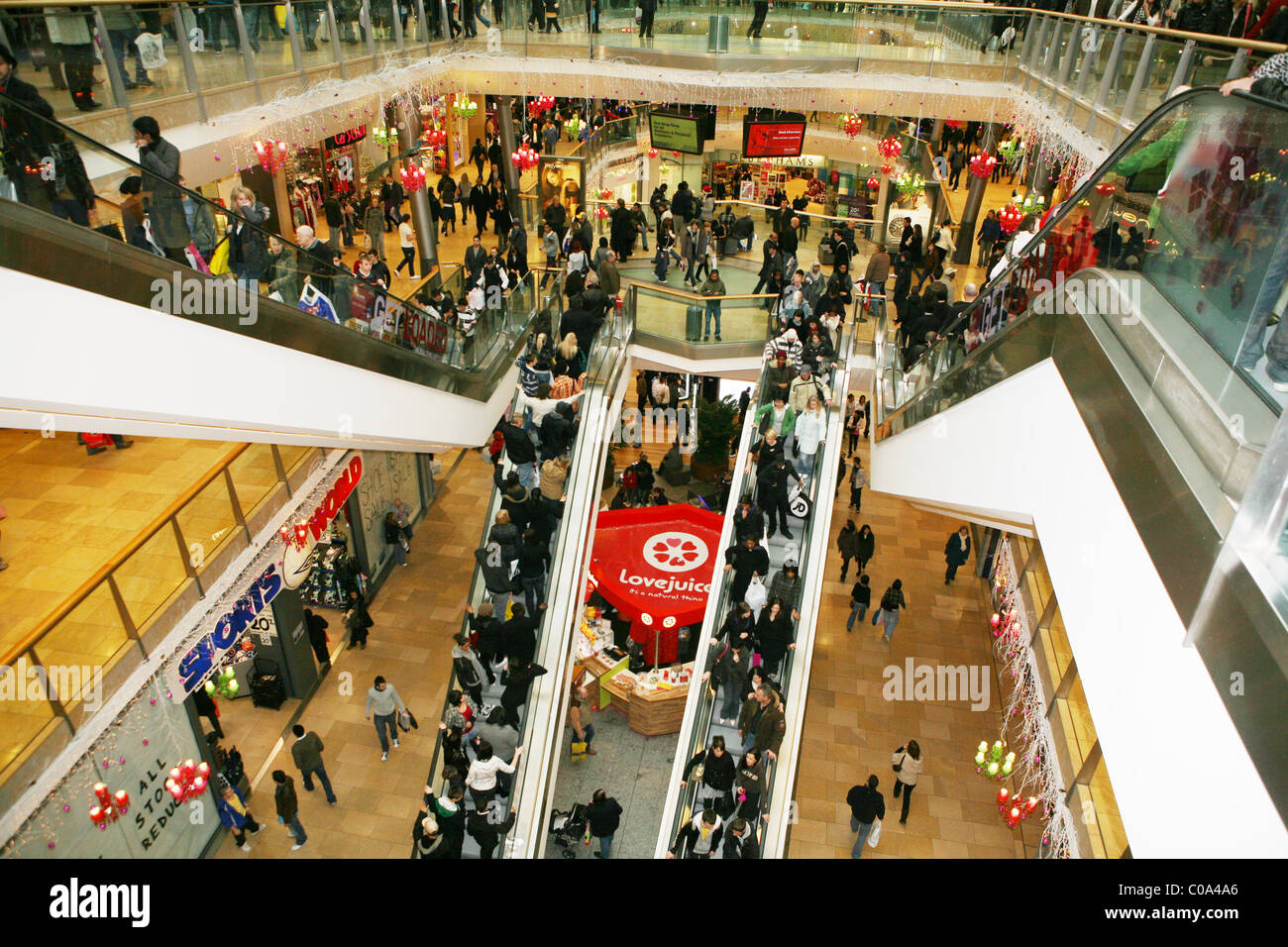 Shopping Mall packed with shoppers at the Westfield shopping centre ...