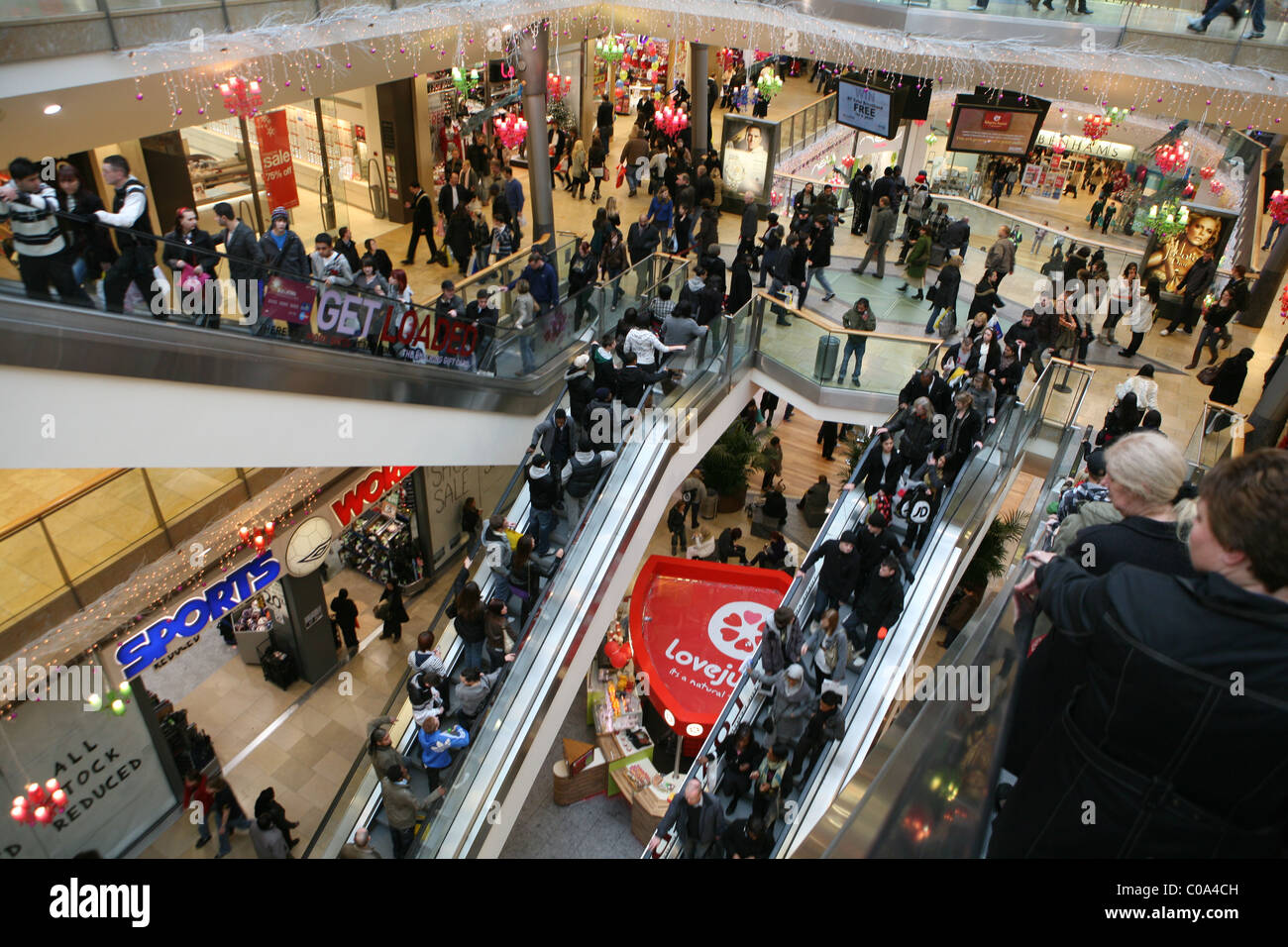 Shopping Mall packed with shoppers at the Westfield shopping centre ...