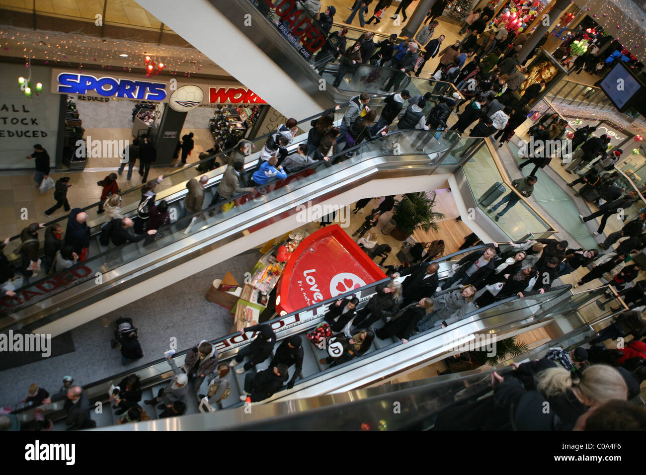 Shopping Mall packed with shoppers at the Westfield shopping centre ...
