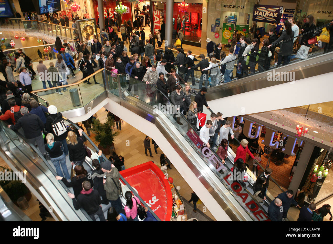 Shopping Mall packed with shoppers at the Westfield shopping centre ...