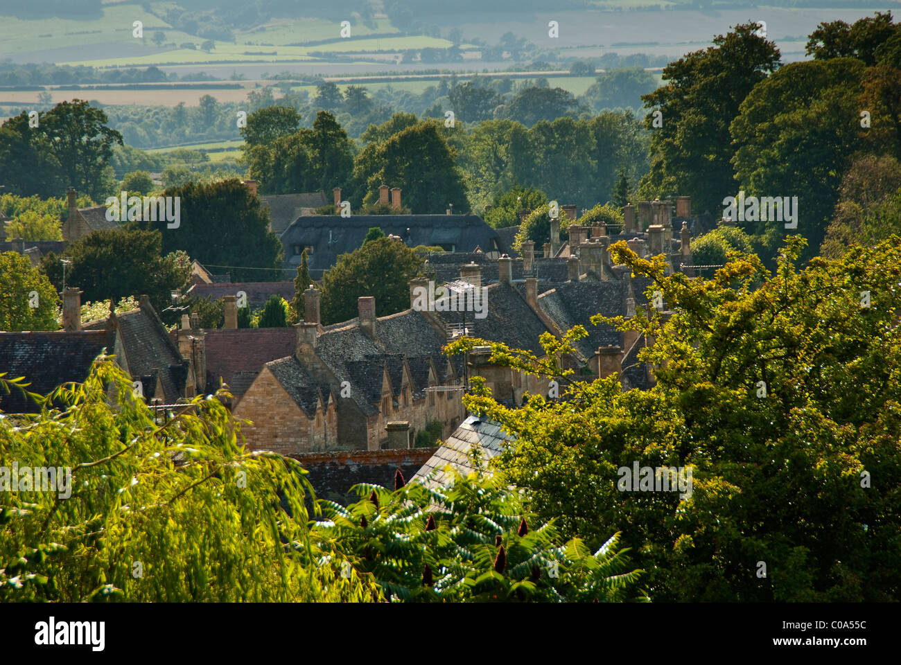 Views across Stanton village, Gloucestershire, Cotswolds, England Stock ...