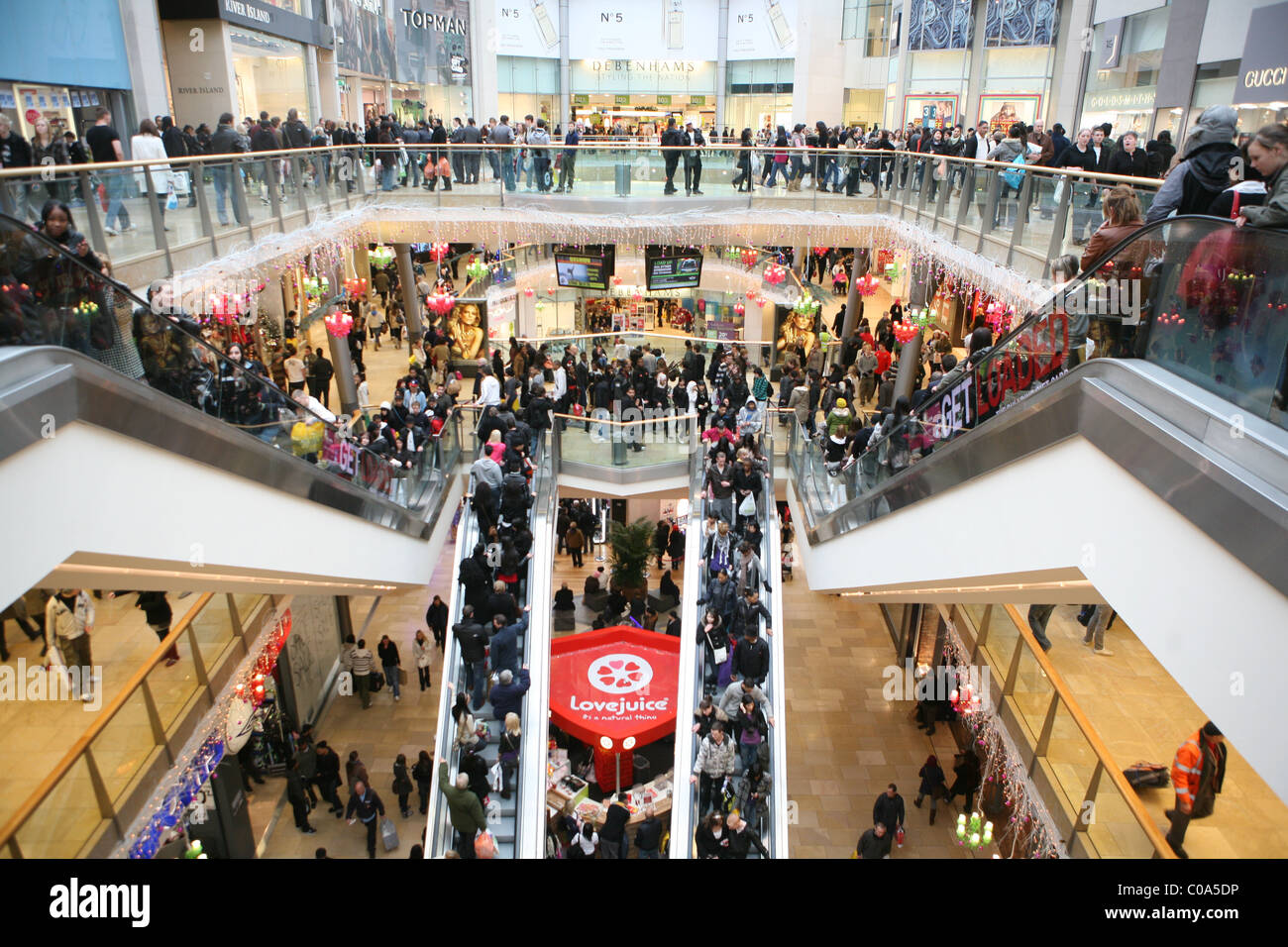 Shopping Mall packed with shoppers at the Westfield shopping centre ...