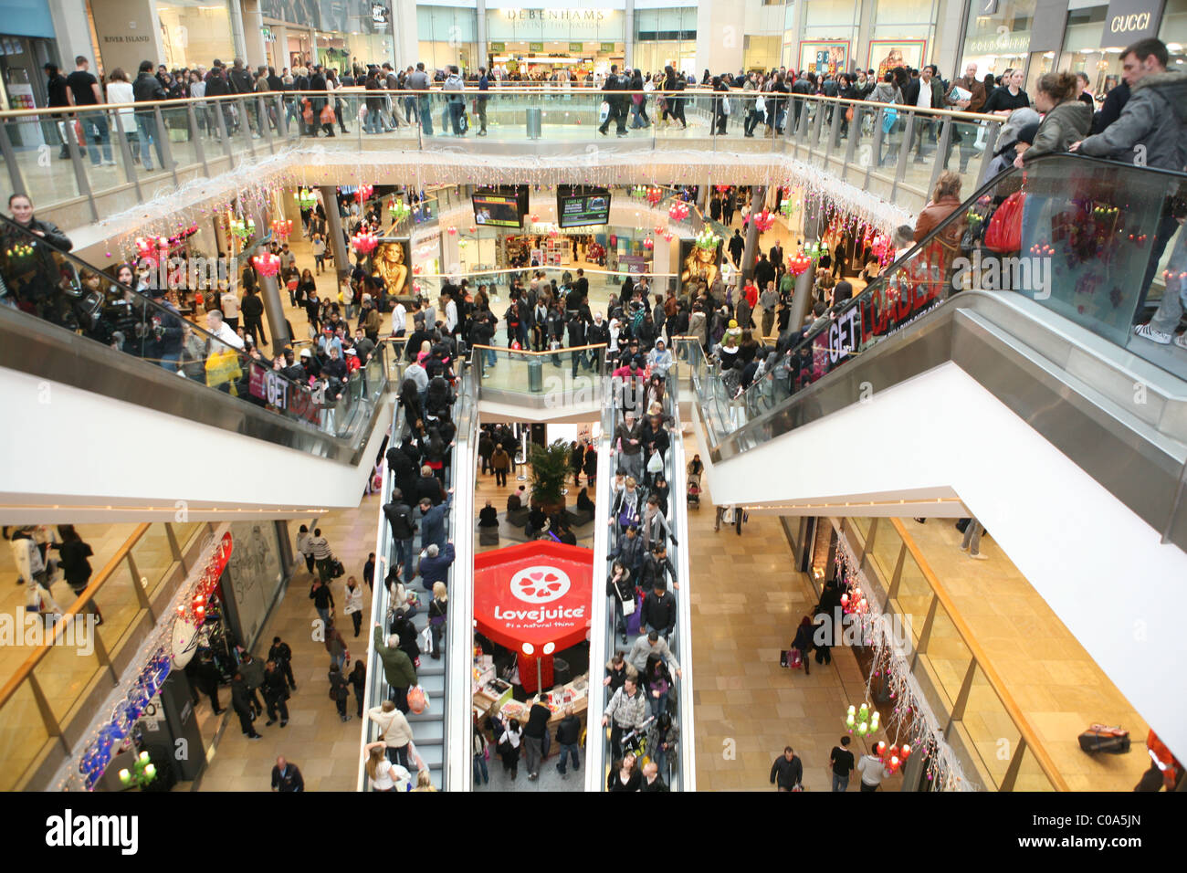 Shopping Mall packed with shoppers at the Westfield shopping centre ...