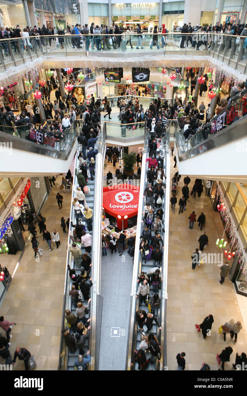 Shopping Mall packed with shoppers at the Westfield shopping centre ...