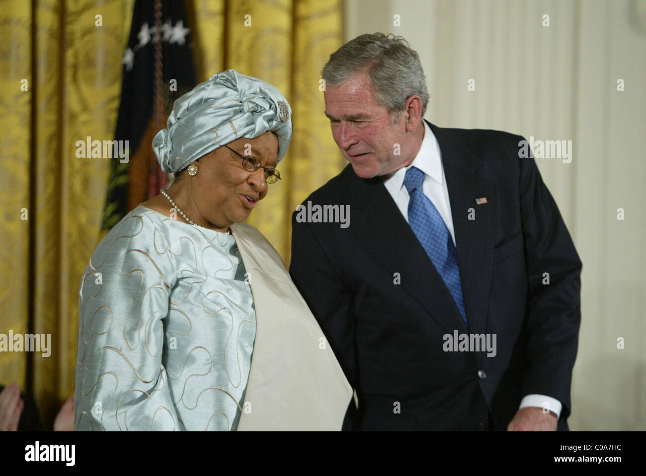 President of Liberia, Ellen Sirleaf and President George Bush The ...