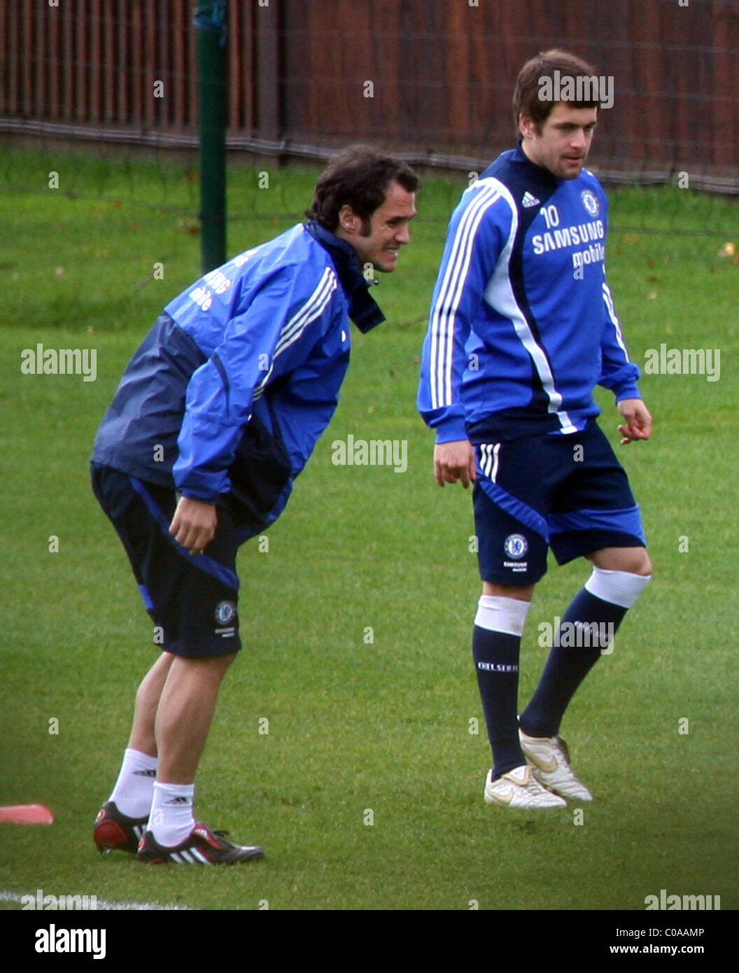 Ricardo Carvalho and Joe Cole during practice, at Chelsea Football ...