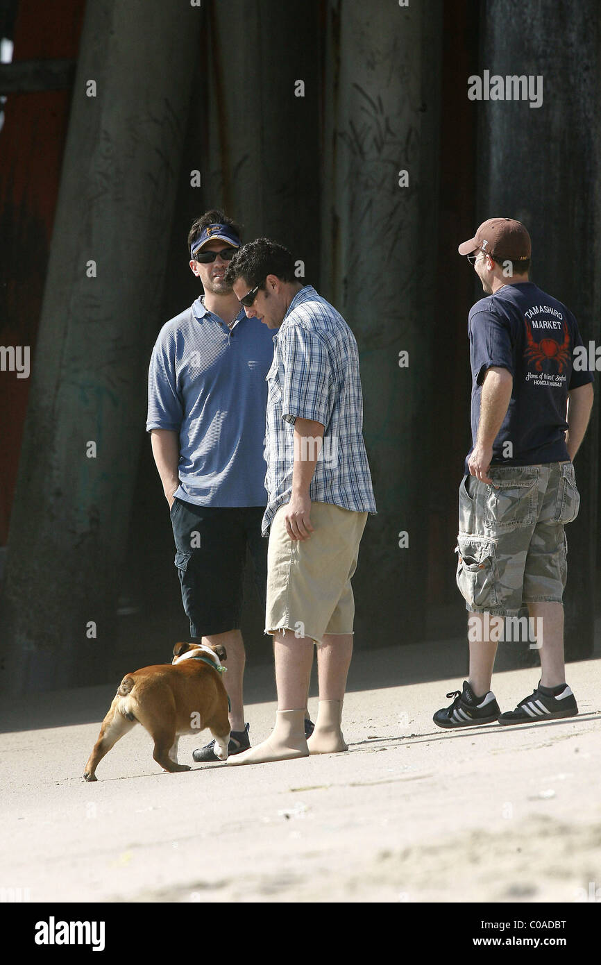 Adam Sandler having fun during the filming of 'Bedtime Stories' on ...