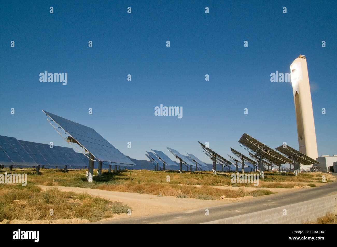 SPAIN. SOLUCAR SOLAR POWER STATION NEAR SEVILLE, USING PIONEERING PS-10 ...