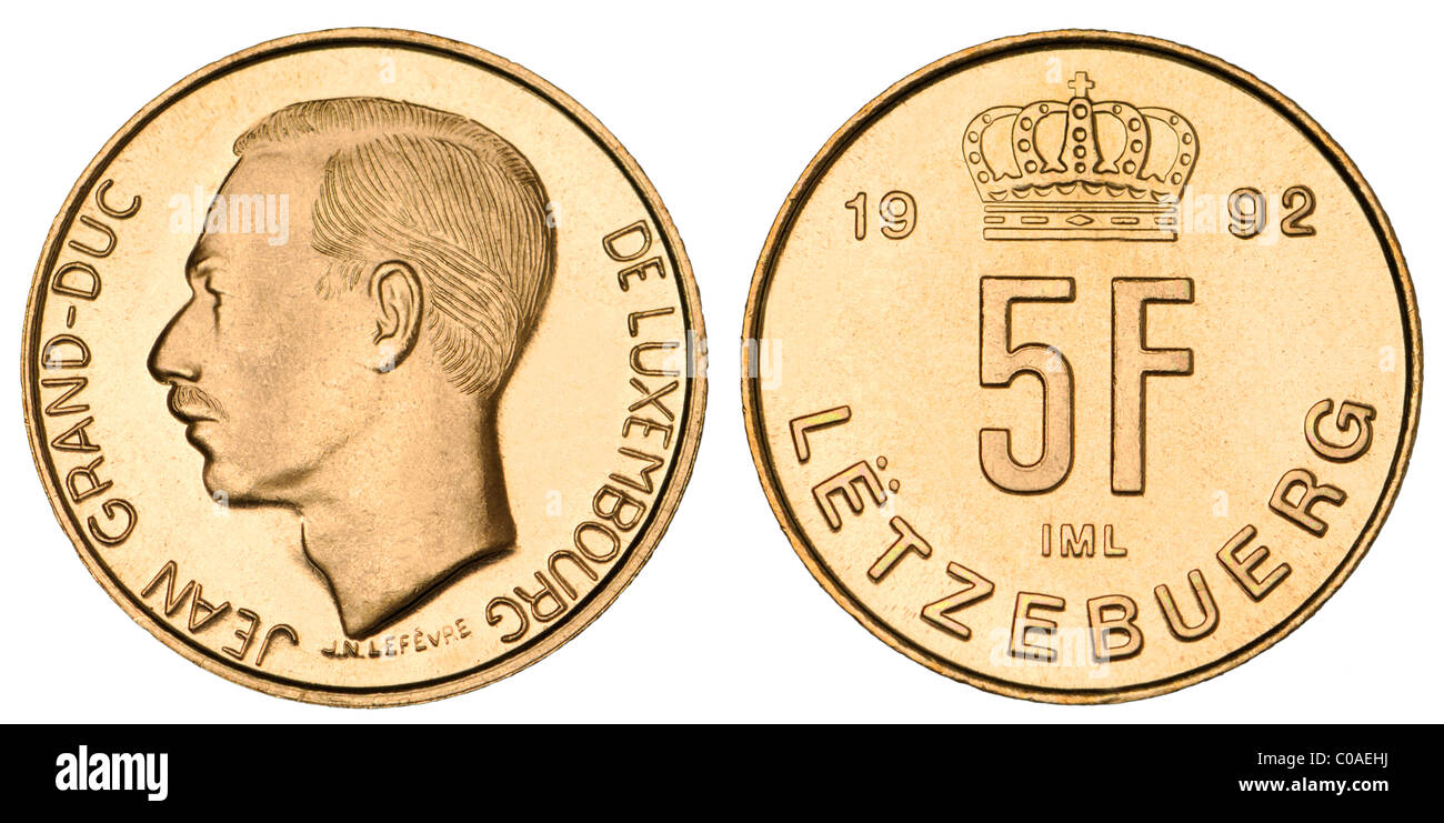 Luxembourg 5 Franc coin from 1992 Stock Photo - Alamy