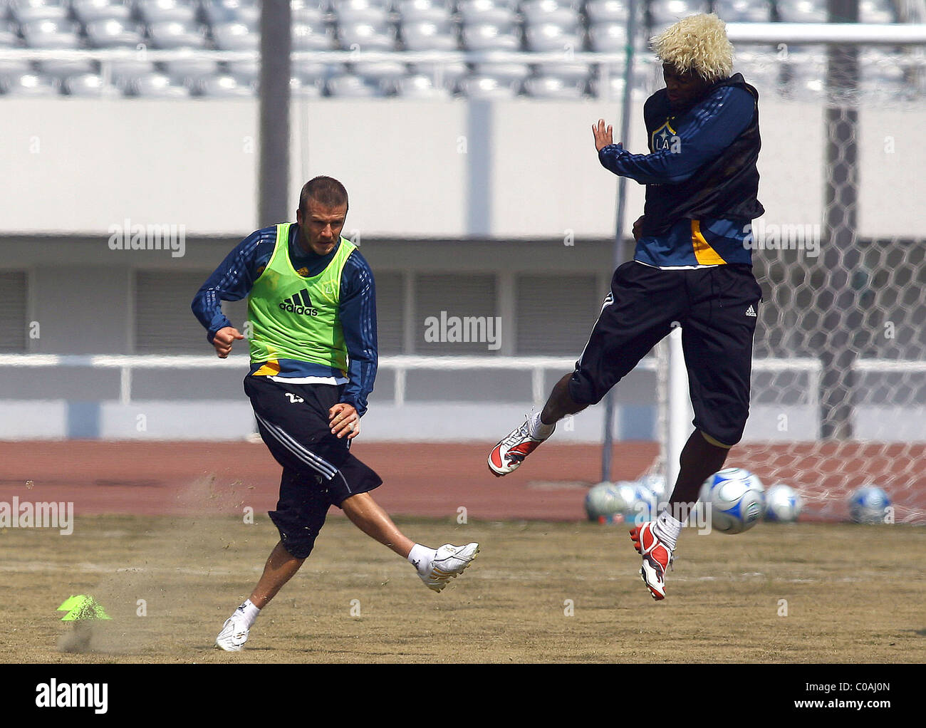 Los Angeles Galaxy midfielder David Beckham and defender Abel Xavier at ...