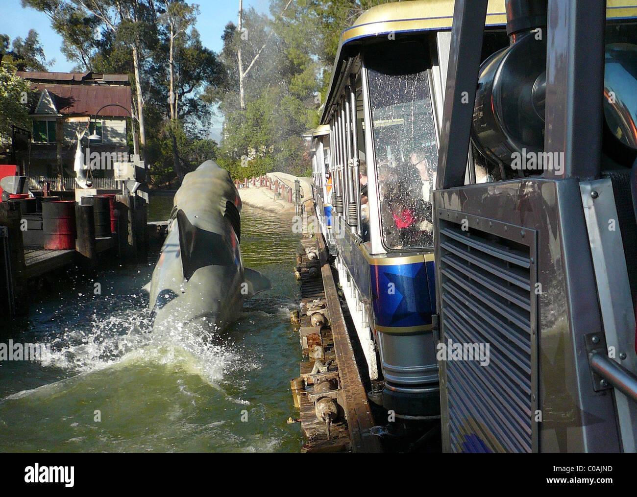 Jaws Interactive scene from the 1975 movie Jaws on display during the ...