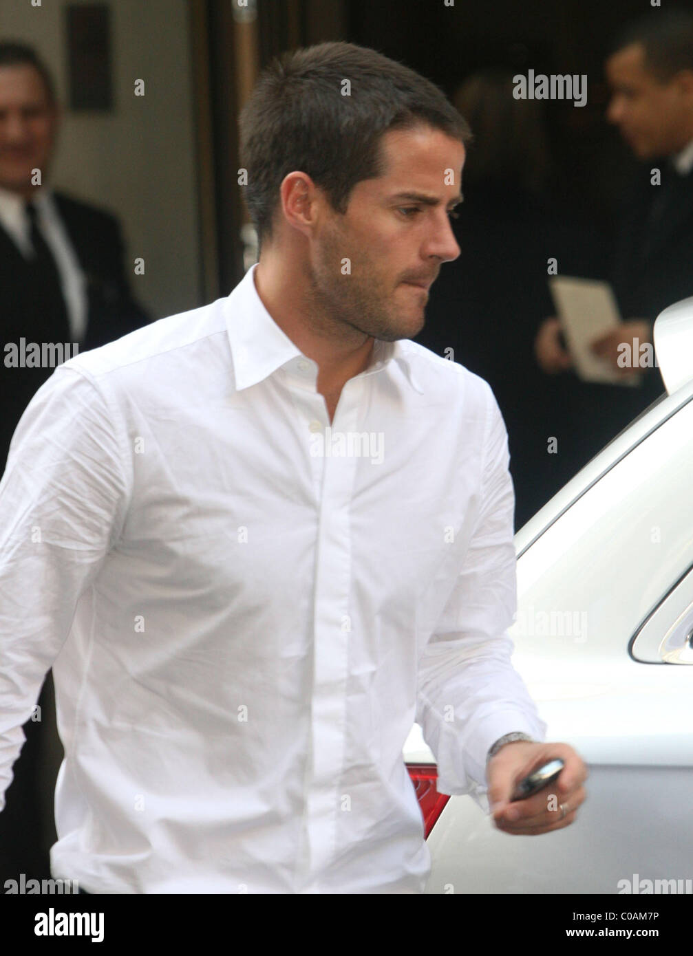 Jamie Redknapp former football player for England, leaving a London ...