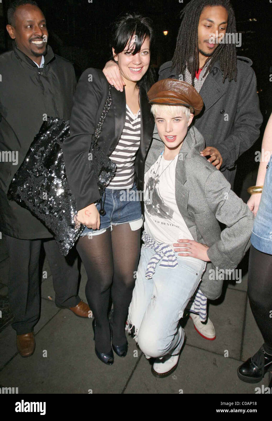Lily Allen and Agyness Deyn outside Bungalow 8 nightclub London ...