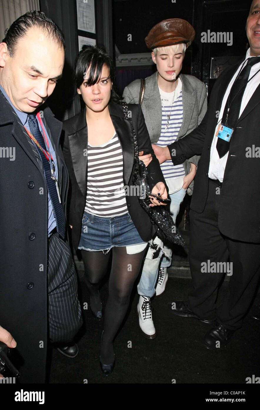 Lily Allen and Agyness Deyn leaving Movida nightclub after Jodie Harsh ...
