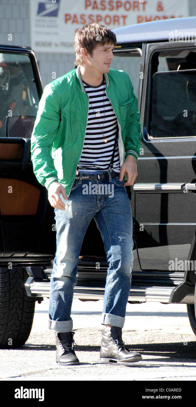 Ashton Kutcher on location filming his new movie 'Spread' Los Angeles ...