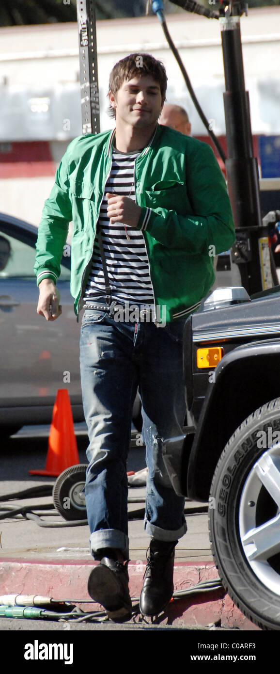 Ashton Kutcher on location filming his new movie 'Spread' Los Angeles ...