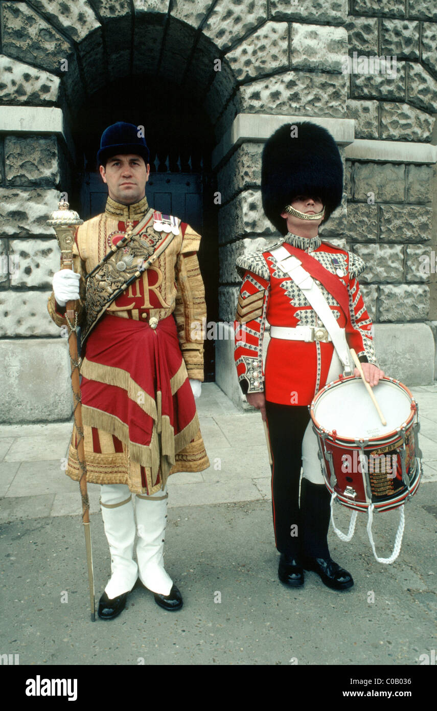Ceremonial guards, one with drum Stock Photo - Alamy