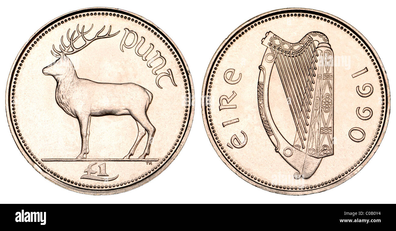 Irish 1 Punt coin from 1990 Stock Photo - Alamy