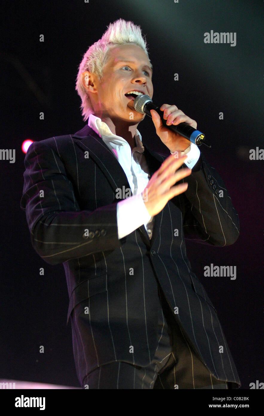 Rhydian Roberts performs on 'The X-Factor 2008' tour at the Liverpool ...