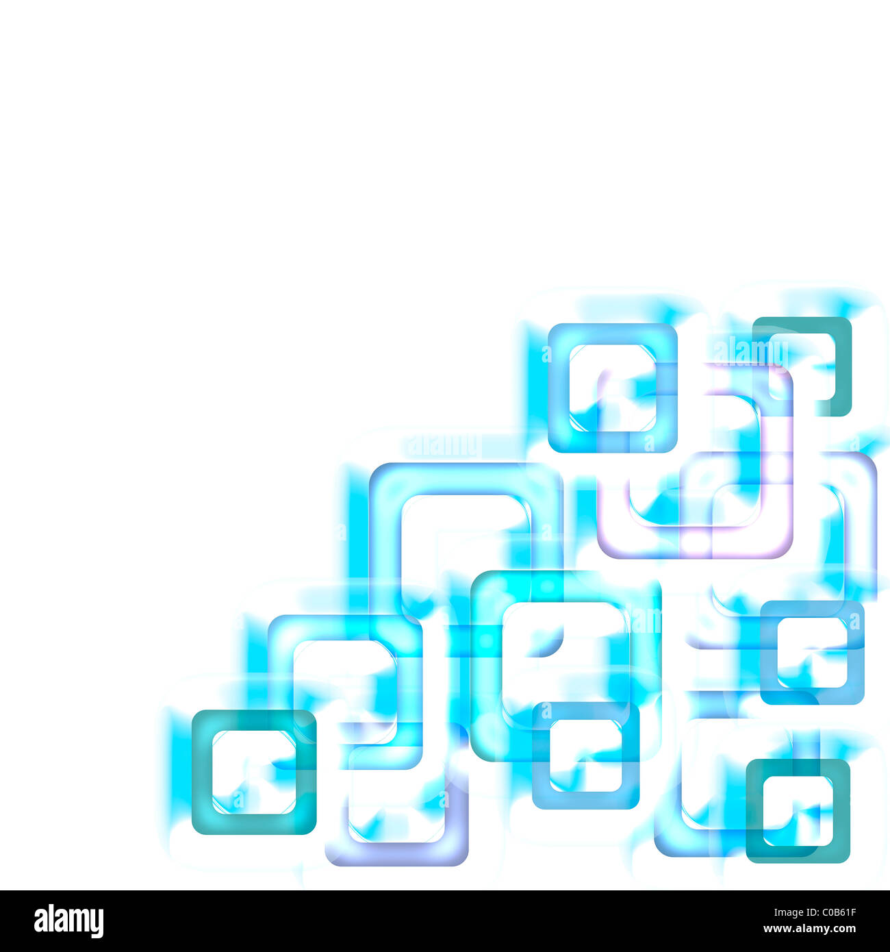 Icy blue squares corner design on white background Stock Photo - Alamy