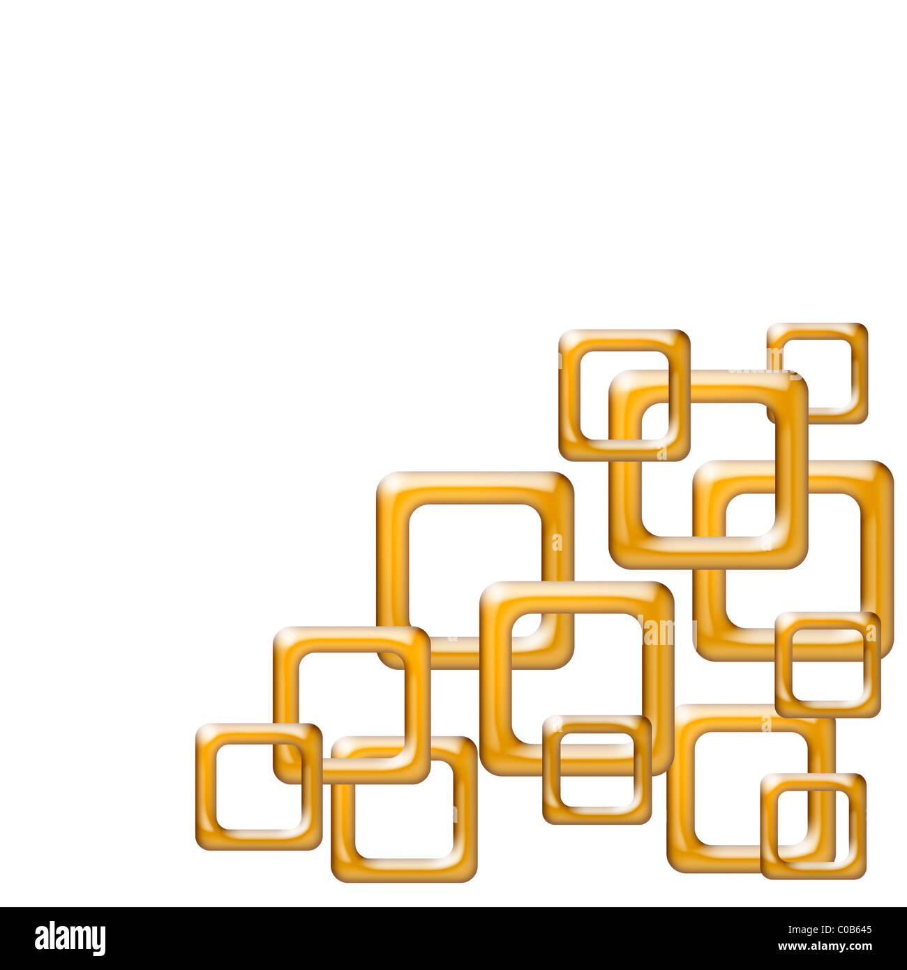 Gold squares corner design on white background Stock Photo - Alamy