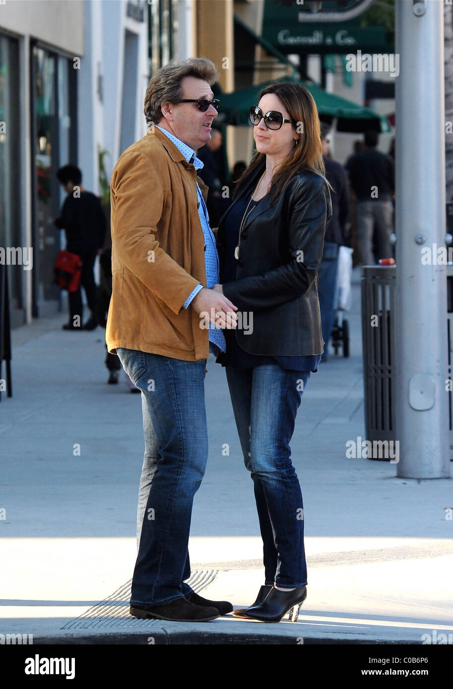 Greg Proops talks to his wife Jennifer Canaga after having lunch ...