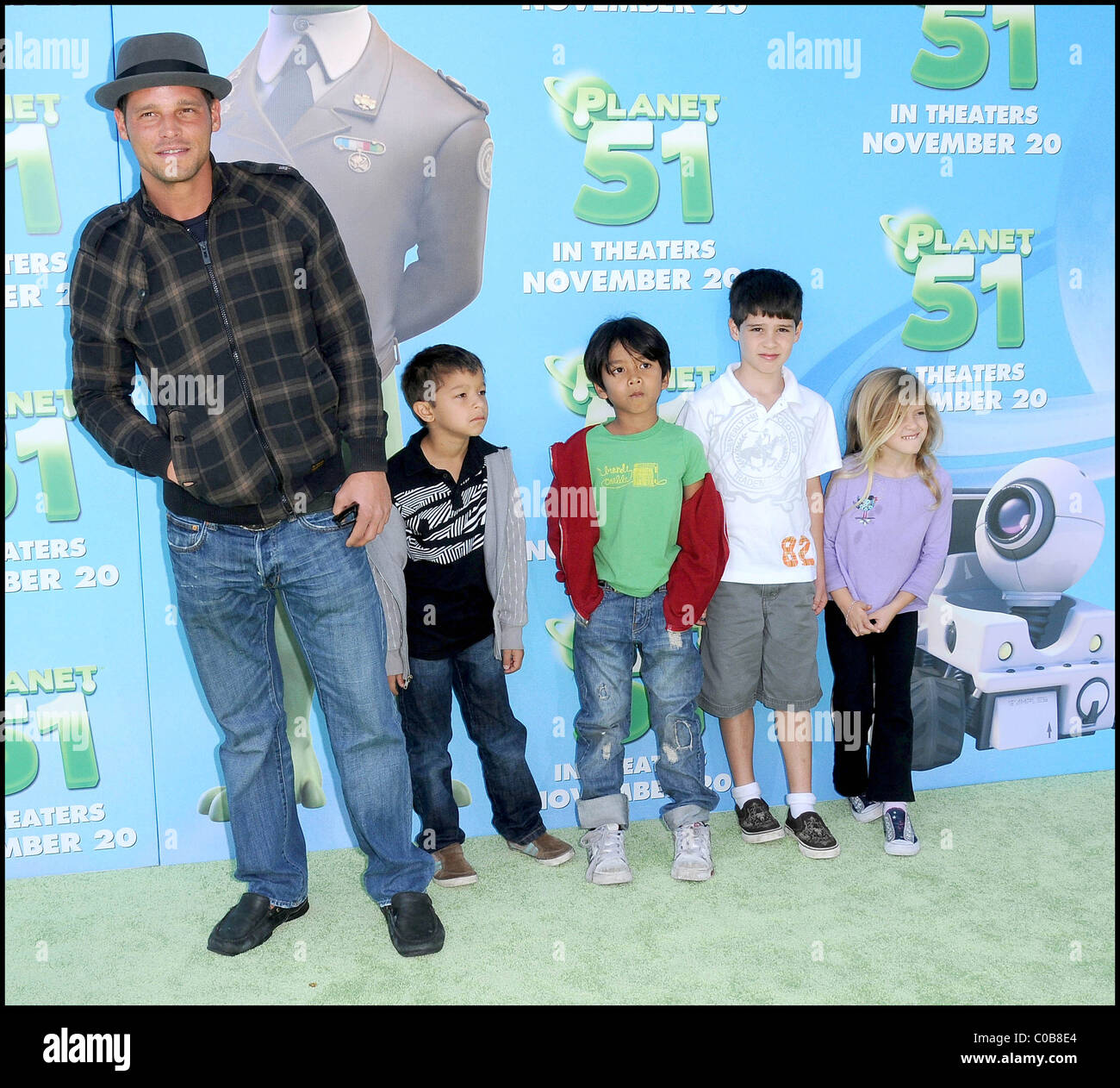 Justin Chambers with his family Premiere of 'Planet 51' at the Mann ...