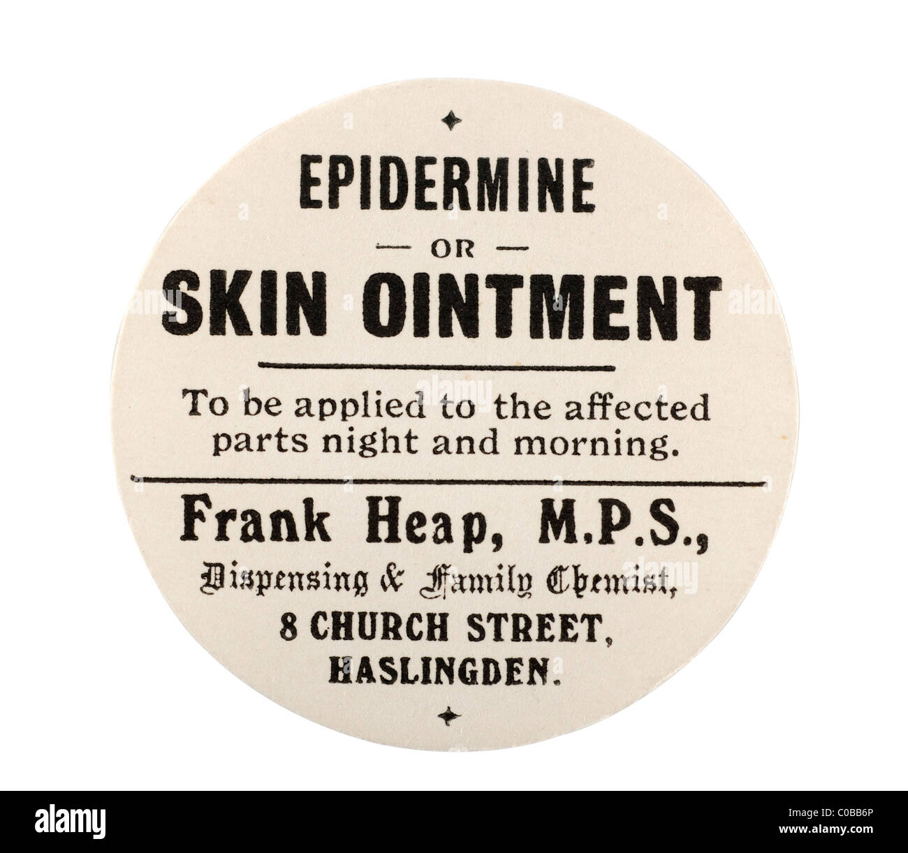 Old vintage chemists label Cut Out Stock Images & Pictures - Alamy