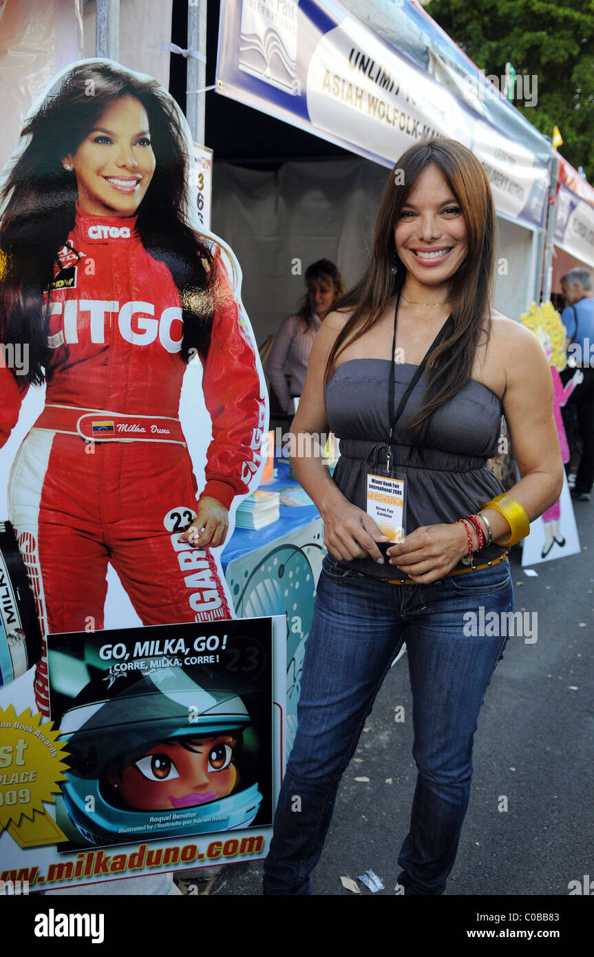 Race car driver Author Milka Duno signing her book 'Go, Milka, Go ...