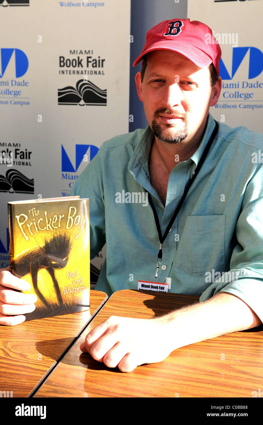 Author Reade Scott Whinnem signing his book 'The Pricker Boy' during the 26th edition of Miami ...