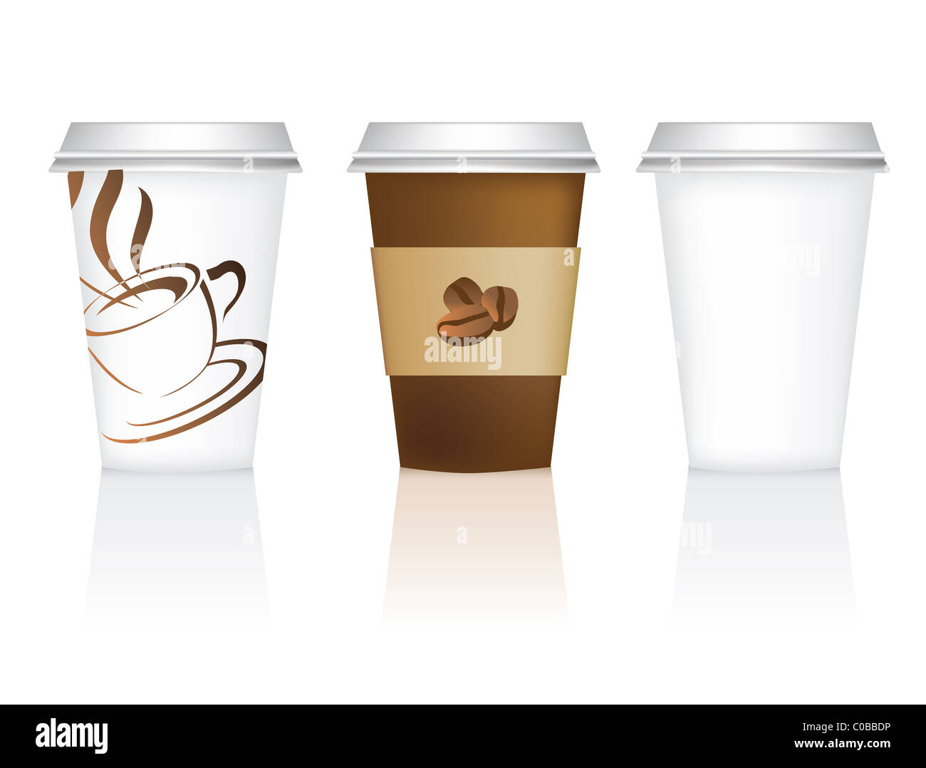 plain, and 2 designs for takeaway coffee cups Stock Photo - Alamy