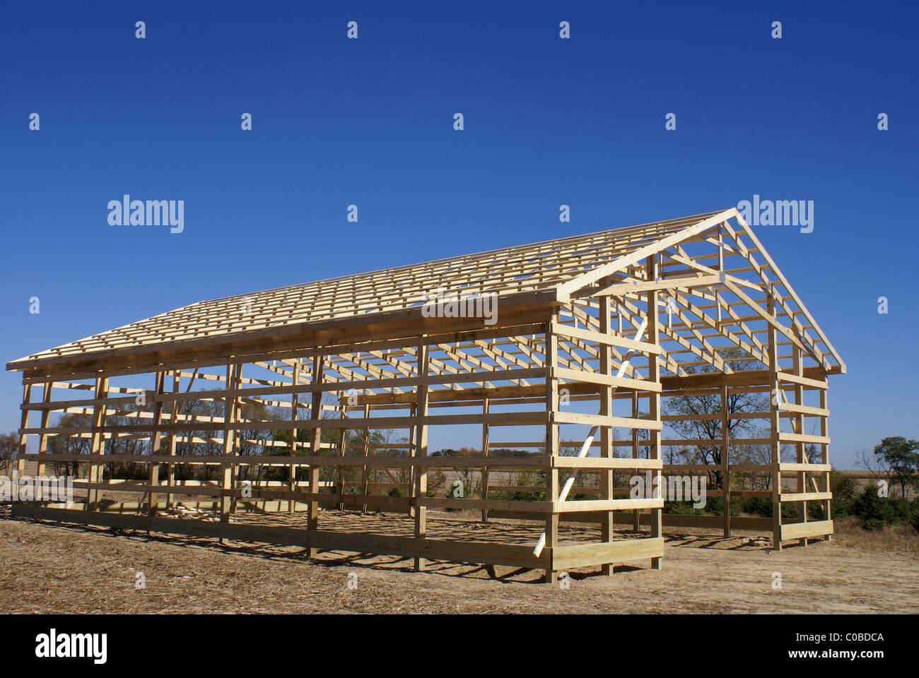 Basic structure of a new barn being built Stock Photo - Alamy
