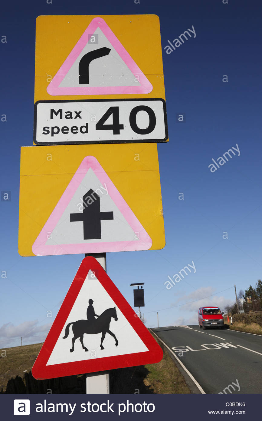 Uk Road Sign Junction Bend High Resolution Stock Photography and Images ...