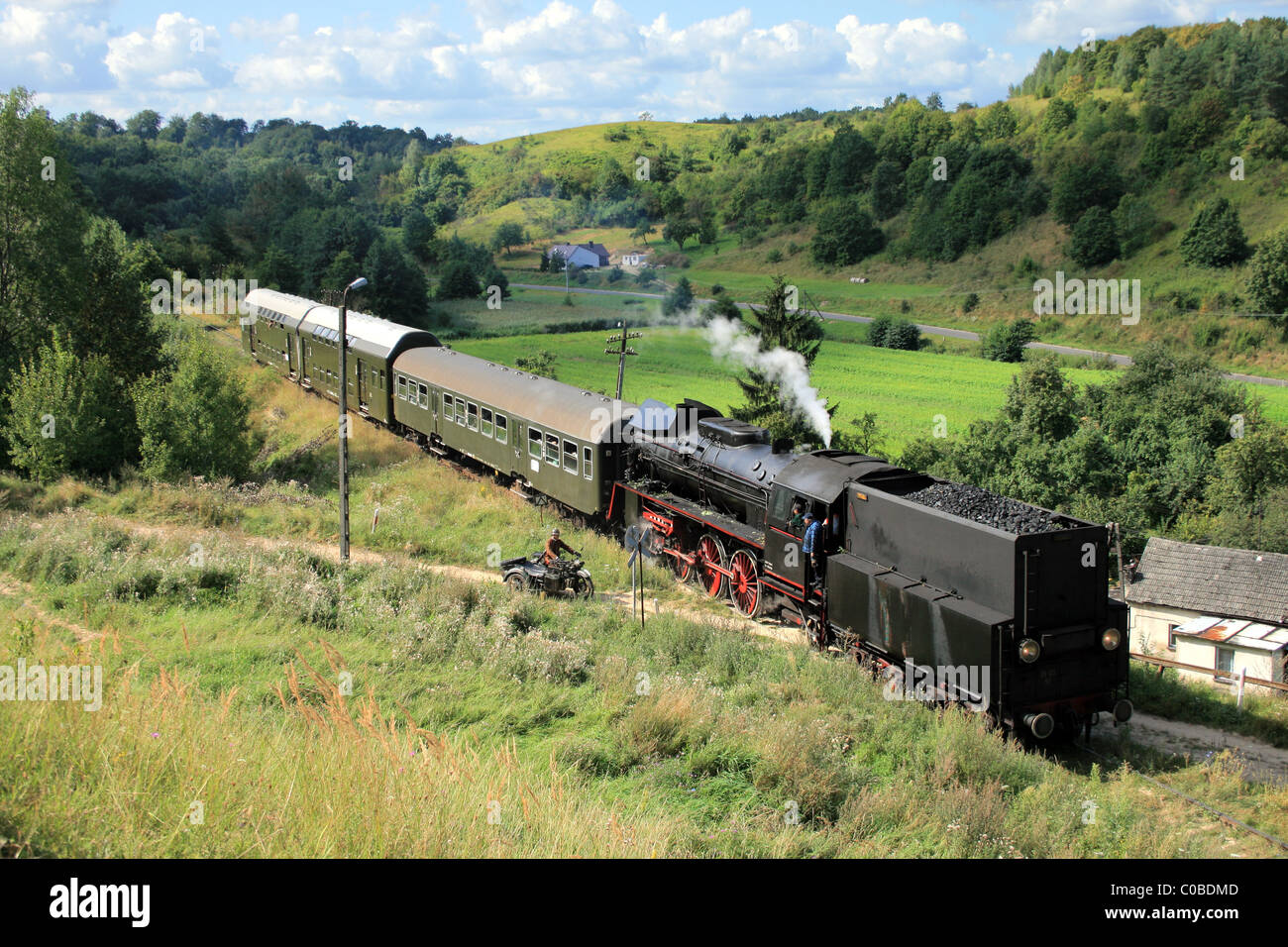 Landscape with a steam train Stock Photo - Alamy