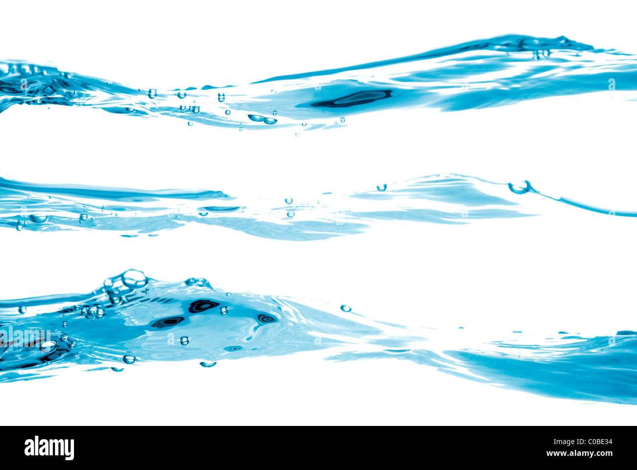 Blue water waves flowing isolated on white background Stock Photo - Alamy